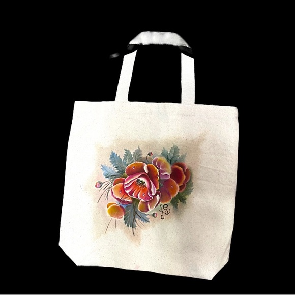 Bazaar Pizzazz | Bags | Hand Painted Front And Back Canvas Eco Bag ...